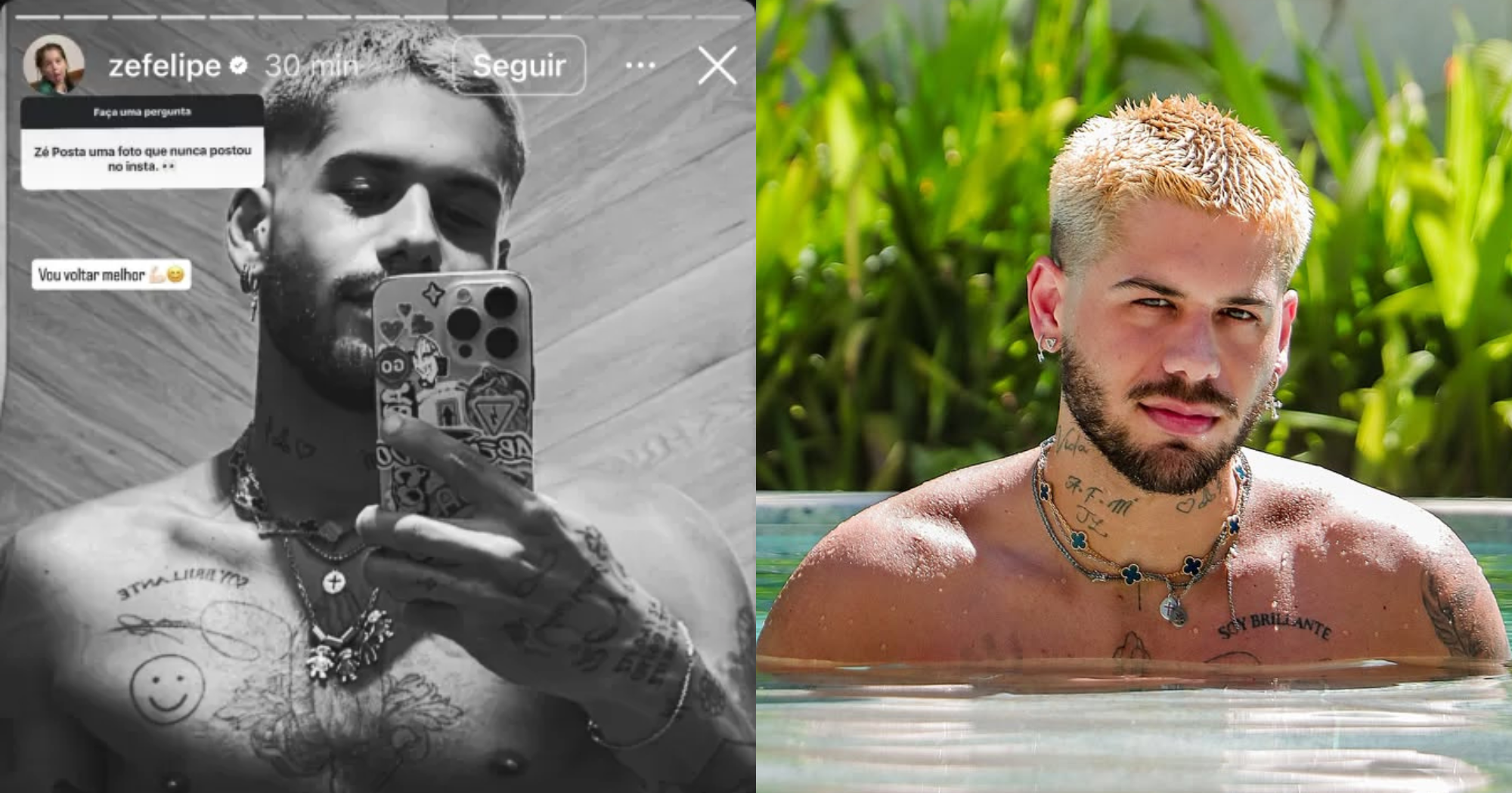 Veja FOTO: Zé Felipe surge nu, exibe corpão e solta: "Vou voltar"